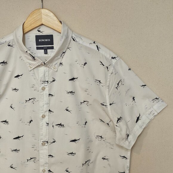 Bonobos | Shirts | Bonobos Short Sleeve Slim Fit Shark And Diver Print ...